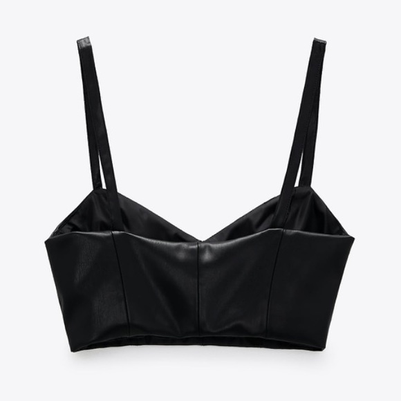 Zara Tops Zara Faux Leather Crop Bra Top Poshmark